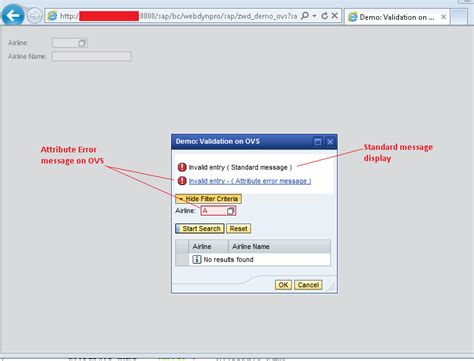 how to validate the fields on ovs window webdynpro abap