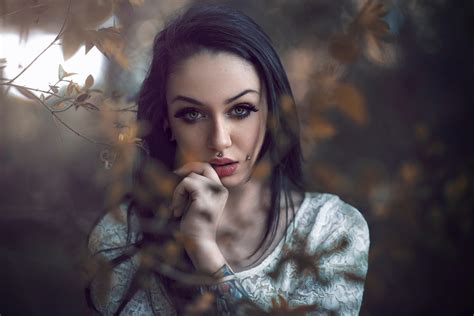 Depth Of Field Blue Eyes Women Piercing Eyes Blonde Model