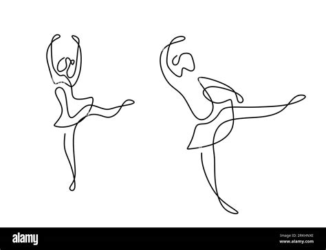 Continuous Line Drawing Of Two Woman Ballet Dancer Two Young Beautiful
