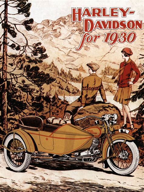 Advertisement Harley Davidson 1930 Motorcycle Bike Art Print Poster