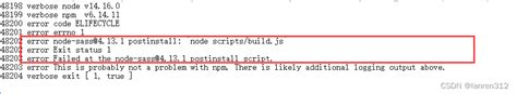 npm install报错 failed at the node sass 4 13 1 postinstall script npm