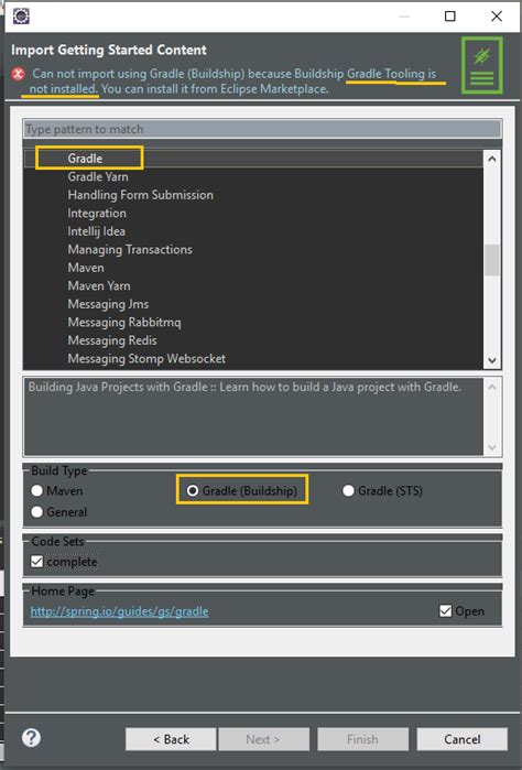 java spring tool suite sts can not import using