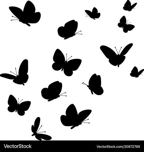 Flying Butterflies Silhouettes Royalty Free Vector Image