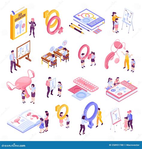 Isometric Sex Education Set Stock Vector Illustration Of Control