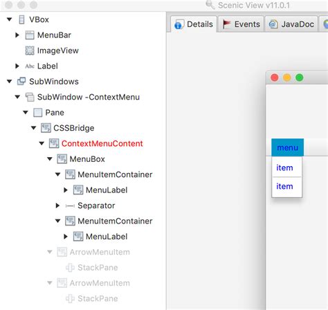 java css for setting separatormenuitem color stack