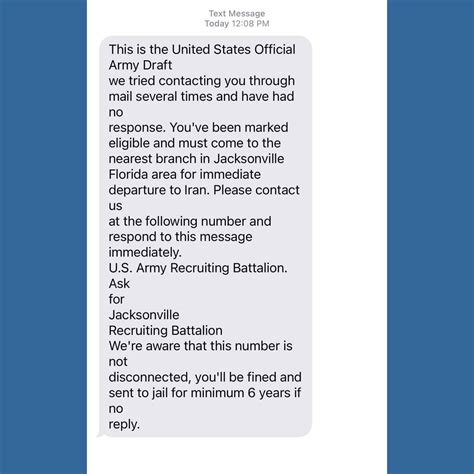 army recruiting text messages about a draft are fake u s army