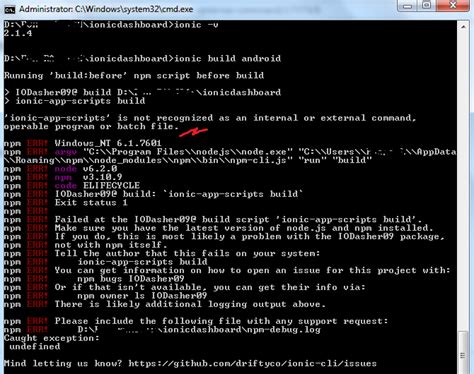 node js ionic2 app moved from mac to pc causing build