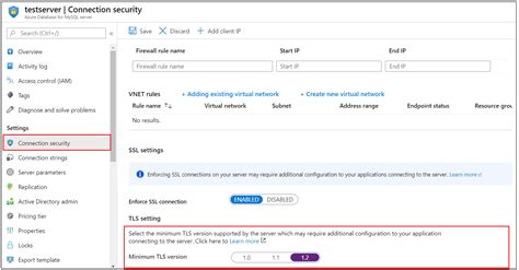 tls configuration azure portal azure database for mysql microsoft