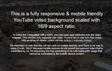 responsive youtube video background with jquery