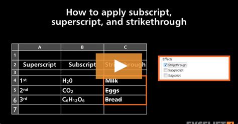 how to apply subscript superscript and strikethrough formatting in