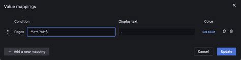 regex not working in value mappings of panel · issue 63333 · grafana