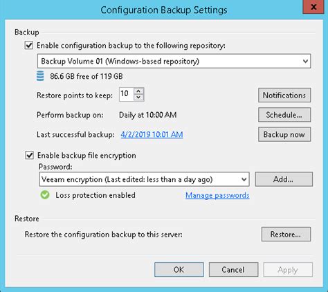 创建加密的配置备份 Veeam Backup Guide For Vsphere