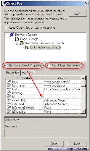 qtp how to get all object indentification properties