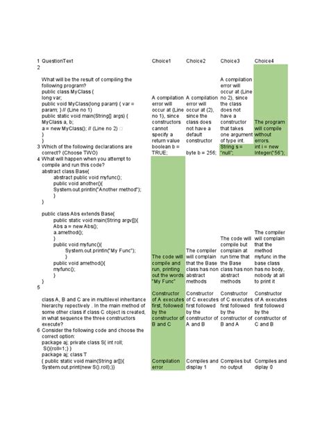 cj mcq constructor object oriented programming