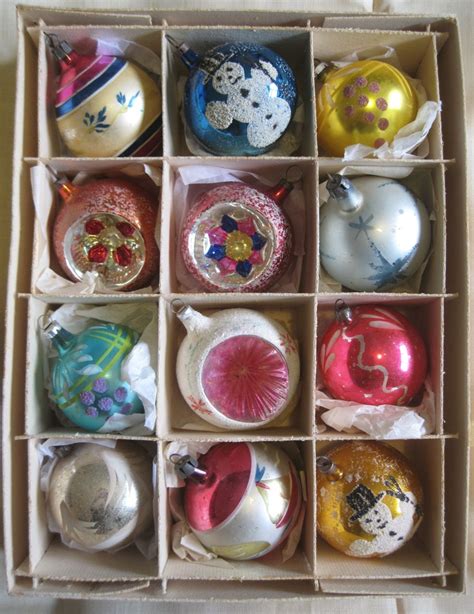 Vintage Boxed Glass Christmas Tree Baubles Vintage Christmas Vintage
