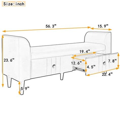 Upholstered Wooden Storage Ottoman Bench With 2 Drawers Bed Bath