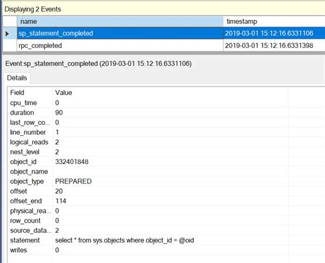 sql server ado query not showing in xevents stack