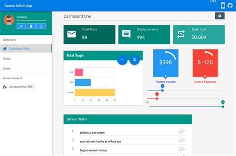 vue quasar admin example made with vue js