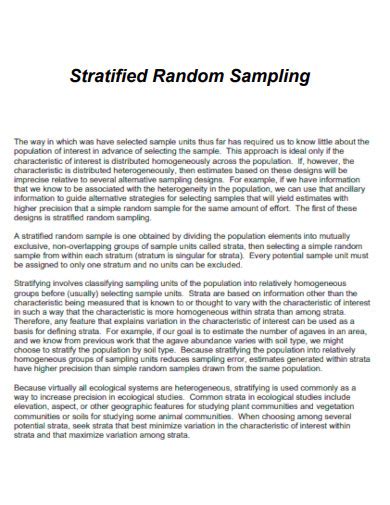 Stratified Random Sample 30 In Pdf