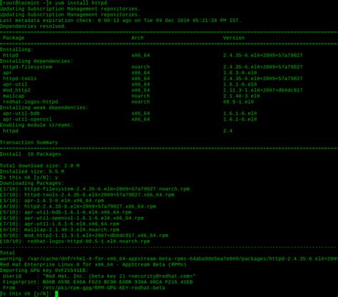 how to install apache mysql mariadb and php on rhel 8