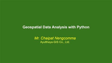 geospatial data analysis with python youtube
