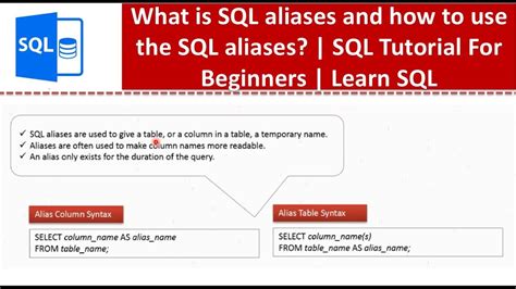what is sql aliases and how to use the sql aliases sql tutorial for