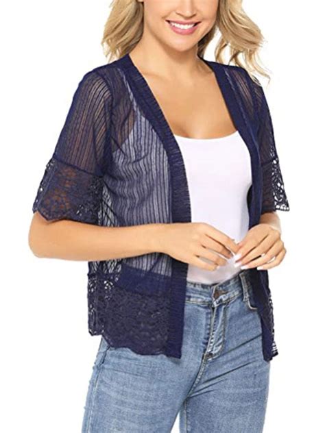 Karuedoo Women Open Front Summer Cardigans Half Sleeve Thin Cardigan