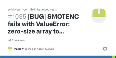 [bug] smotenc fails with valueerror zero size array to reduction