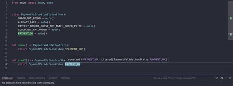 python why does the type hinting for enum show an error on vs code