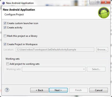 android how to set default activity
