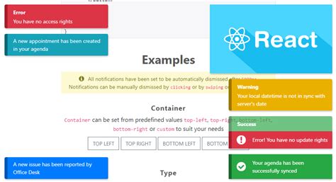 highly configurable react notifications component