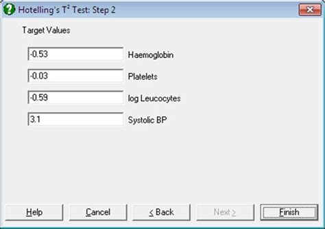 Unistat Statistics Software Hotellings T Squared Test