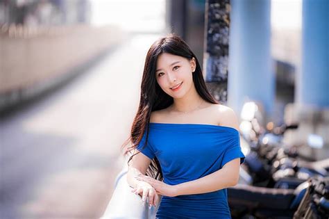 Hd Wallpaper Asian Model Women Long Hair Brunette Depth Of Field