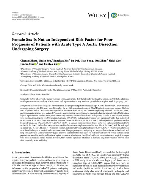 Pdf Female Sex Is Not An Independent Risk Factor For Poor Prognosis