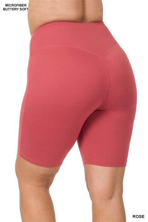 Zenana Plus Brushed Wide Waistband Biker Shorts Themogan
