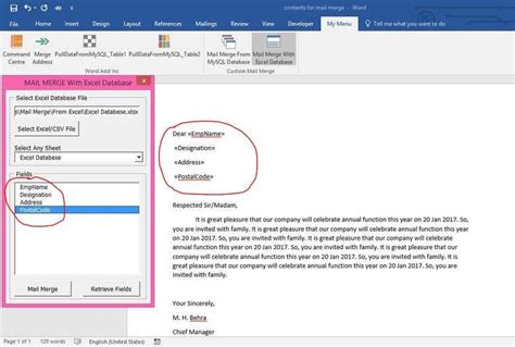 mail merge with mysql and excel freelancer