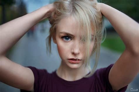 Wallpaper Women Blonde Blue Eyes Model Depth Of Field 1280x853
