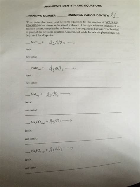 solved write molecular ionic and net ionic equations to