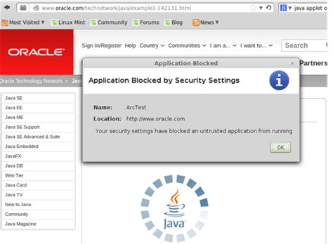 java application blocked by security settings prevent applets