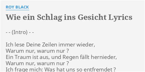 Wie Ein Schlag Ins Gesicht Lyrics By Roy Black