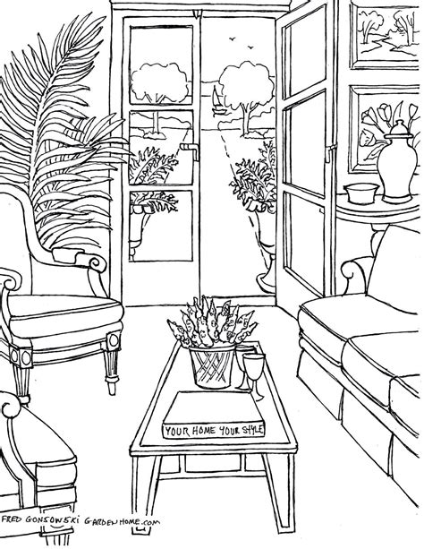 House With Rooms Coloring Pages Sketch Coloring Page