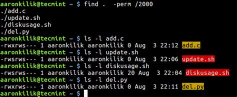 how to find files with suid and sgid permissions in linux