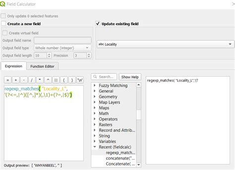 regex to get unique values in field using qgis field calculator