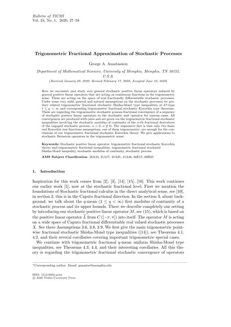 Pdf Trigonometric Fractional Approximation Of Stochastic Processes