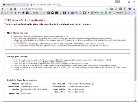 mysteriously stubborn iis 401 2 errors rick strahl s web log