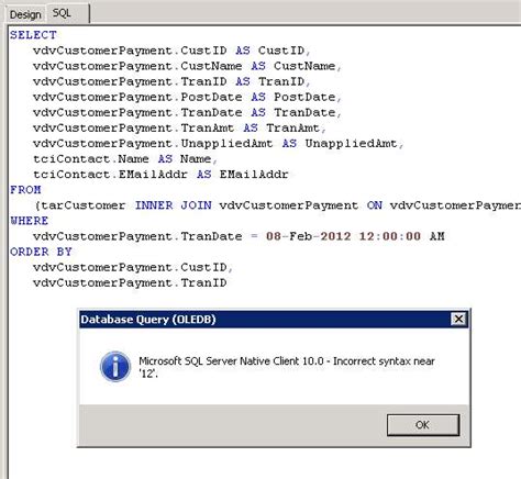 taskcentre oledb query sql native client versus mdac