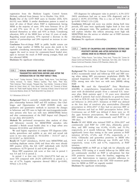 Pdf O08 2 Sexual Behaviour Risk And Sexually Transmitted Infections