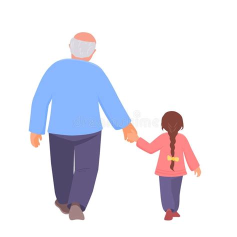 Grandfather And Granddaughter Walking Stock Vector Illustration Of