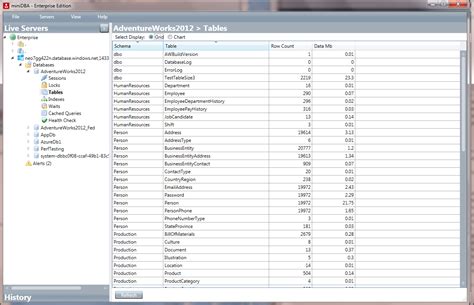 azure sql database tables