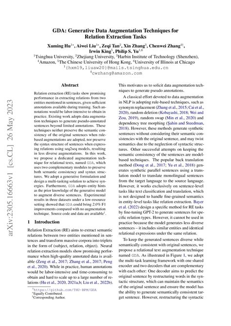 Gda Generative Data Augmentation Techniques For Relation Extraction